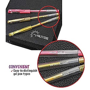 96 Color Artist Gel Pen Set, PU LEATHER TRAVEL CASE AND 48 MATCHING COLOR REFILLS INCLUDED, 48 Ink Gel Pens 24 Glitter 12 Metallic 12 Neon for Adult Coloring Books Drawing Doodling Crafts Journaling