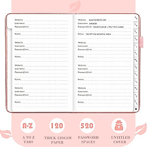 ZICPERY Password Book with Alphabetical Tabs - Premium Leatherette Hardcover Internet Password Keeper Logbook - Untitled Medium Size Password Notebook & Organizer for Home or Office (Rose Gold)