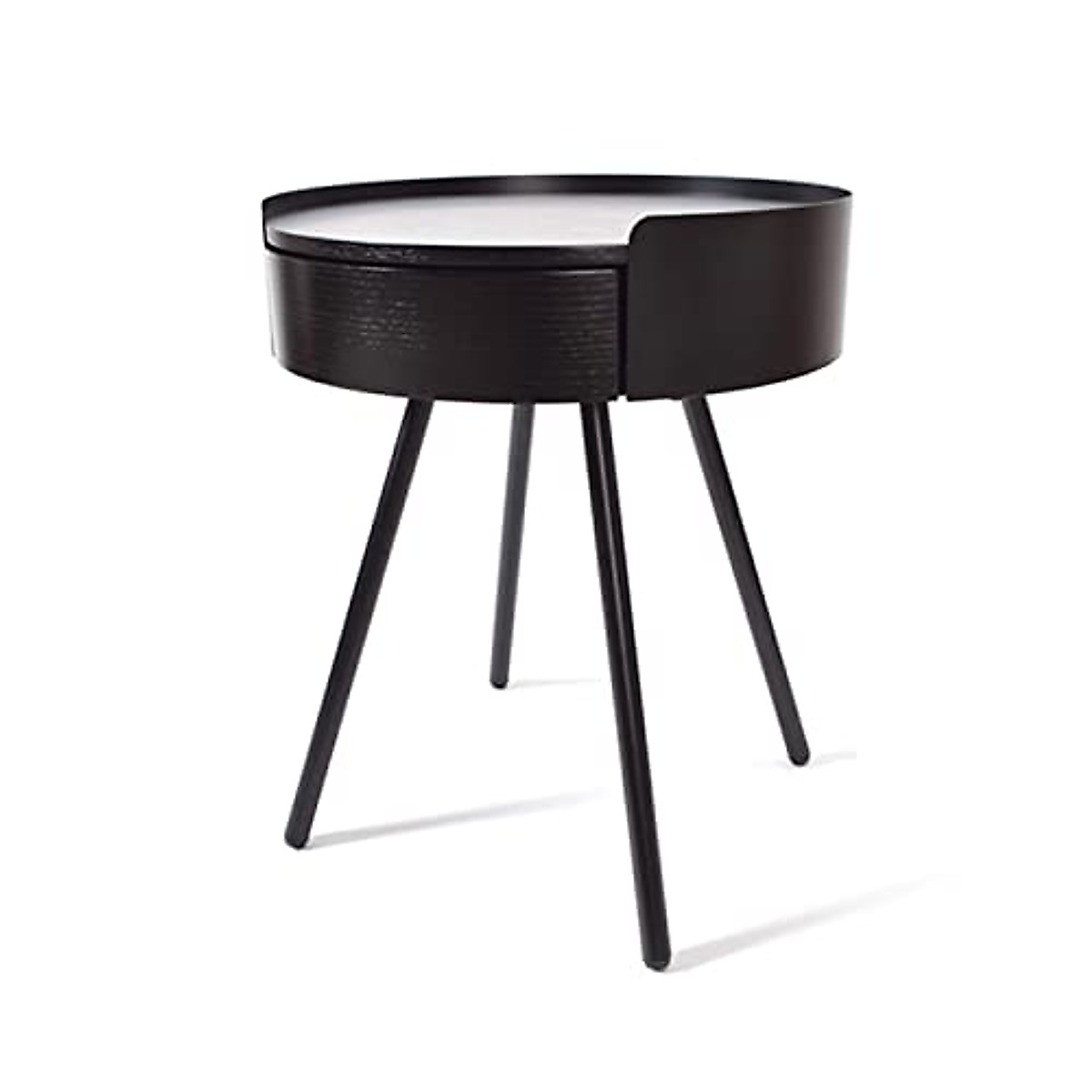 GRFIT Nightstand Nightstand Round Bedside Table Ideal for Any Room Side Tables Living Room, Side Tables Bedroom, End Table with 1 Drawer and 4 Black Legs Accent Table End Table (Color : 1)