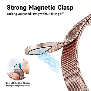 OUHENG 2 Pack Metal Magnetic Bands Compatible with Apple Watch Band 41mm 40mm 38mm Women Men, Stainless Steel Mesh Loop Replacement Strap for iWatch SE Series 8 7 6 5 4 3 2 1, Starlight/Rose Gold