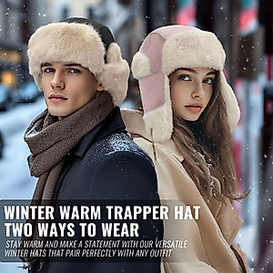 CLAPE Winter Trapper Hats Warm Russian Trooper Faux Fur Hat with Ear Flap Aviator Cap Unisex Ushanka Hat for Hunting