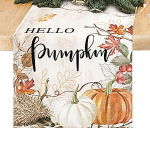 Fall Decor Table Runner 72 Inches Long, Pumpkin Orange Dresser Scarves Thanksgiving Kitchen Dining Table Setting Decoration for Holiday Party Wedding