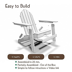 Resin TEAK Folding Adirondack Chair Set of 4, All Weather Folding Plastic Outdoor Chairs for Fire Pit, Campfire, Patio, Porch, Comfortable Seat for Long Relaxation, Up to 300 lb Capacity - Grey