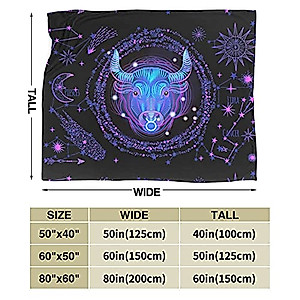 Taurus Throw Blanket Flannel Constellations Blanket Warm & Soft 12 Horoscope Astrology Throw Blankets Constellation Theme Home Décor 50"X40"