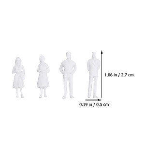 Painted People Figures Plastic Lifelike Models White Miniature Figurine People Scale Models 50pcs Different