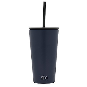 Simple Modern Insulated Tumbler with Lid and Straw | Iced Coffee Cup Reusable Stainless Steel Water Bottle Travel Mug | Gifts for Women Men Her Him | Classic Collection | 16oz | Deep Ocean