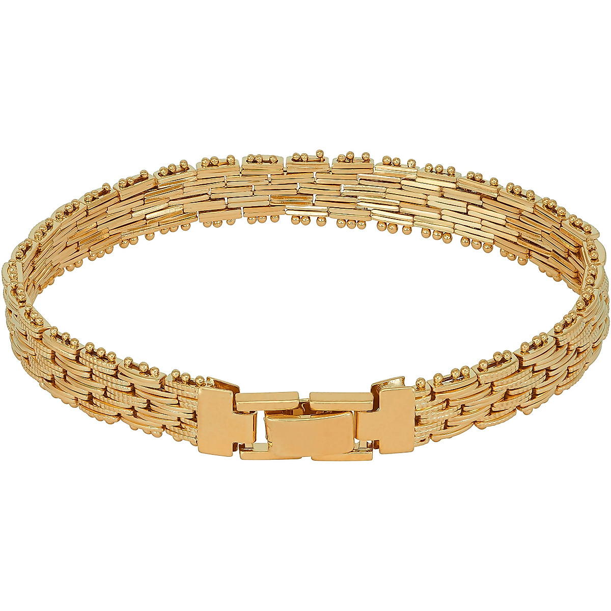 LIFETIME JEWELRY 9.5mm Designer Weave Ladies Bracelets for Women (Gold, 8 inches)