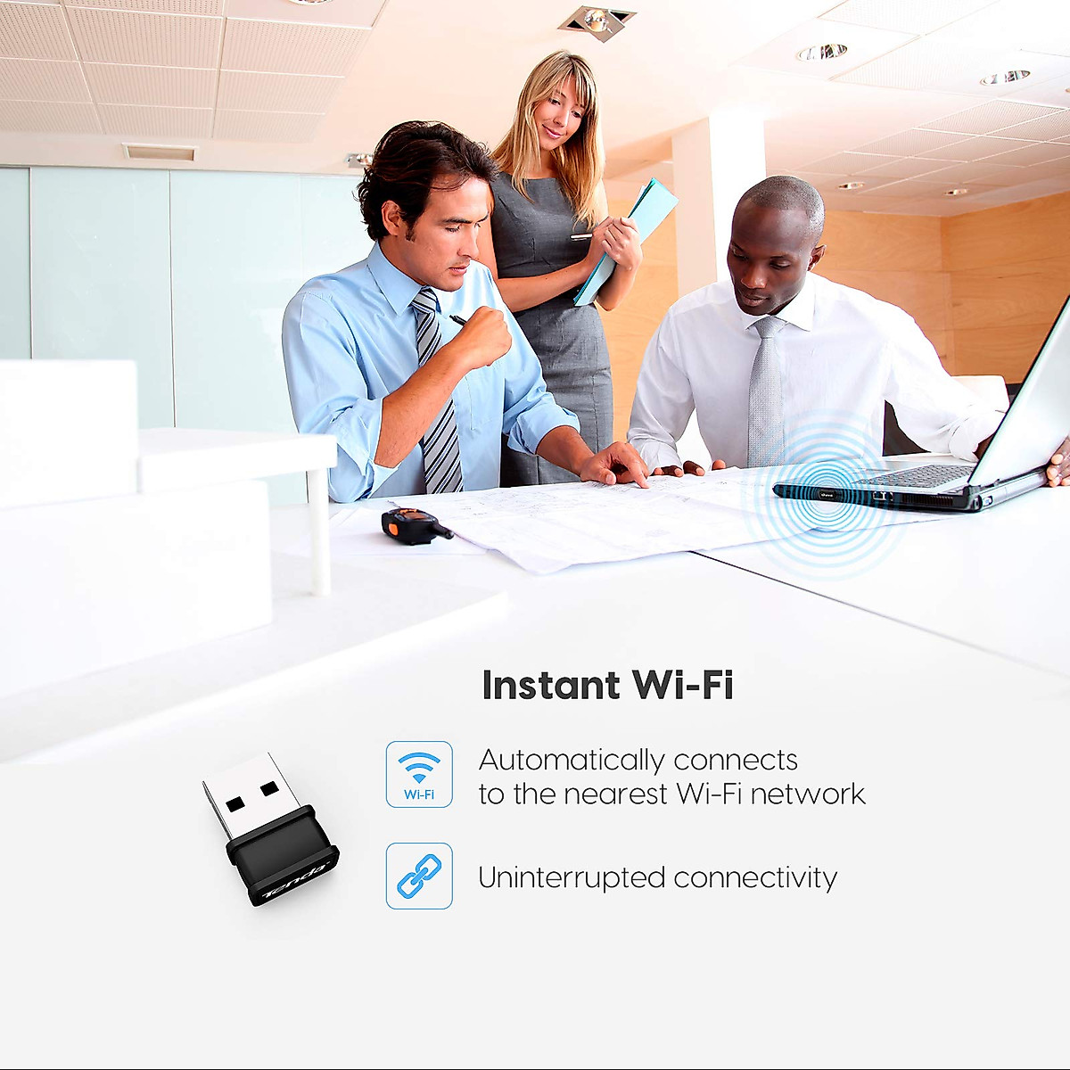 Tenda Wi-Fi Dongle, N150 Mini Wireless Network USB Wi-Fi Adapter for PC Desktop Laptop (Supports Windows XP/7/8/8.1/10, Driver-Free, Soft AP, USB 2.0) Plug & Play - W311MI V4.0