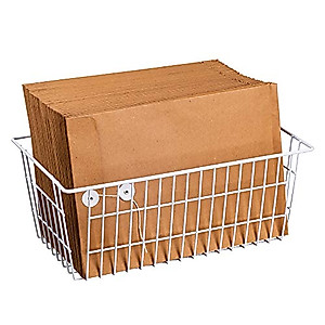 SANNO Freezer Baskets Wire Storage Baskets Farmhouse Organizer Storage Bins Large Organizer Bins for Storage, Office, Bathroom, Pantry Organization Storage Bins Rack with Handles-Set of 2, 15.7"