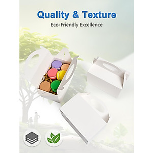 Shallive 25 Pcs Small Party Treat Boxes, 6 Inch Candy Cookie Goodie Gift Bags Gable Box for Kids Birthday Party, White