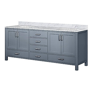 Lexora Jacques 80 in. W x 22 in. D Dark Grey Double Bath Vanity and Carrara Marble Top