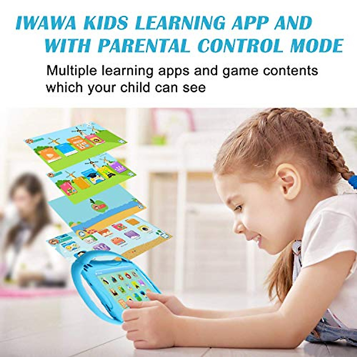 Kids Tablet 7inch Android Toddler Tablet 32GB Tablet APP Preinstalled & Parent Control Learning Education Tablet WiFi Camera Kid-Proof Case with Handle,Netflix YouTube Ages 3-14