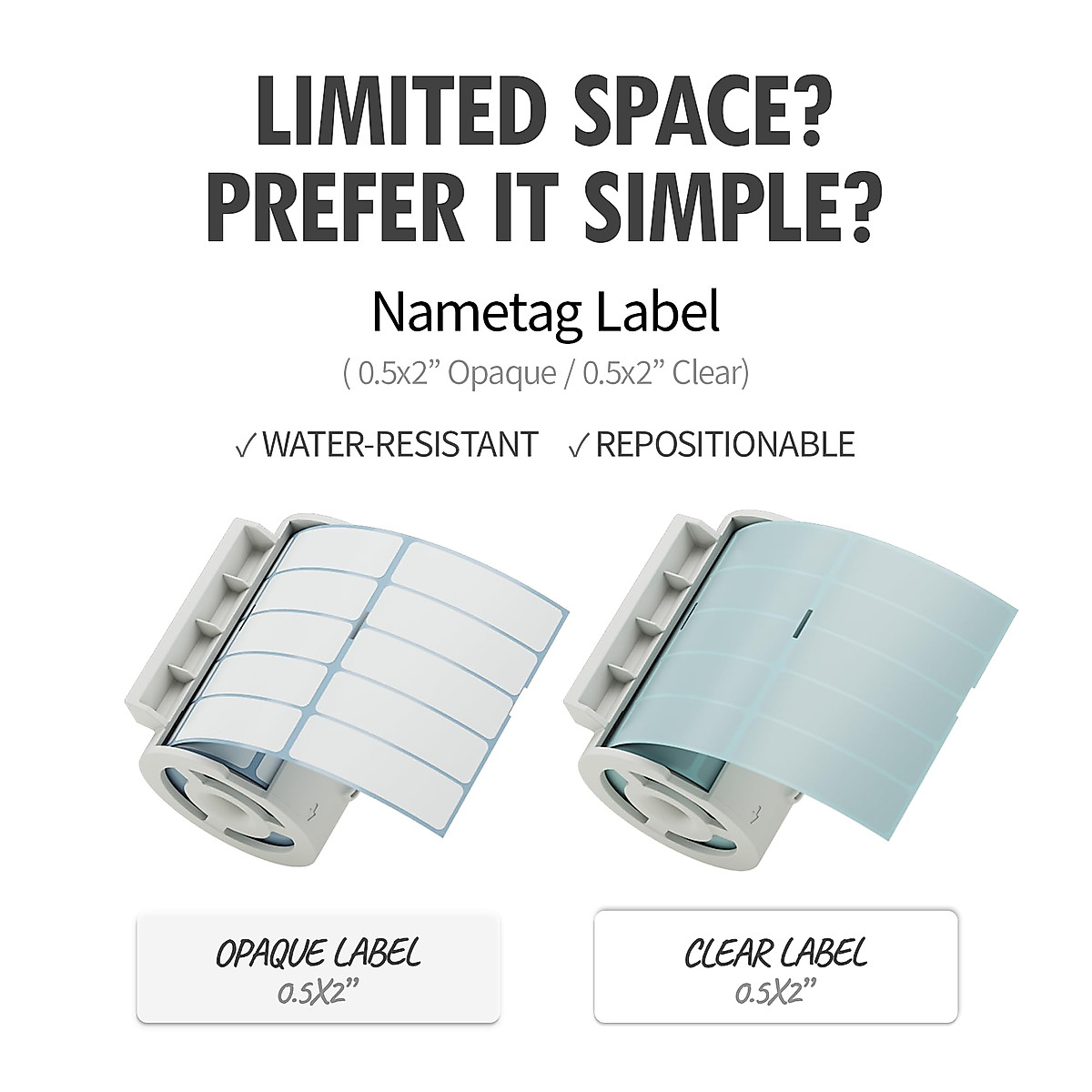 MANGOSLAB Nemonic Label Printer Paper Cartridge | Name Tag Stickers for Thermal Printer | Waterproof Personalized Sticker Labels (0.5 x 2 Inch)