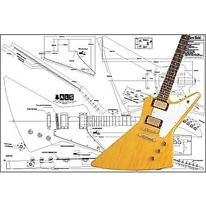 Plan of Explorer Electric Guitar - Full Scale Print by ALS