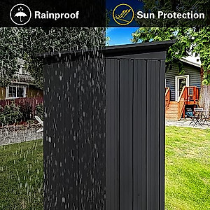 BOVONO 8'x6' Outdoor Storage Shed, Metal Storage Shed Large with Lockable Door, Outdoor Sheds Storage Tools House for Garden Backyard Outside Patio (Black)