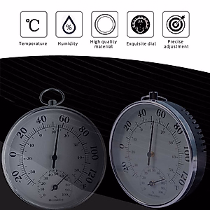 CHIVENIDO Indoor Outdoor Thermometer, Mini Thermometer Hygrometer for Car, Greenhouse, Baby Room, Freezer, No Battery Required Hanging Hygrometer Round 2" in Diameter (Silver)