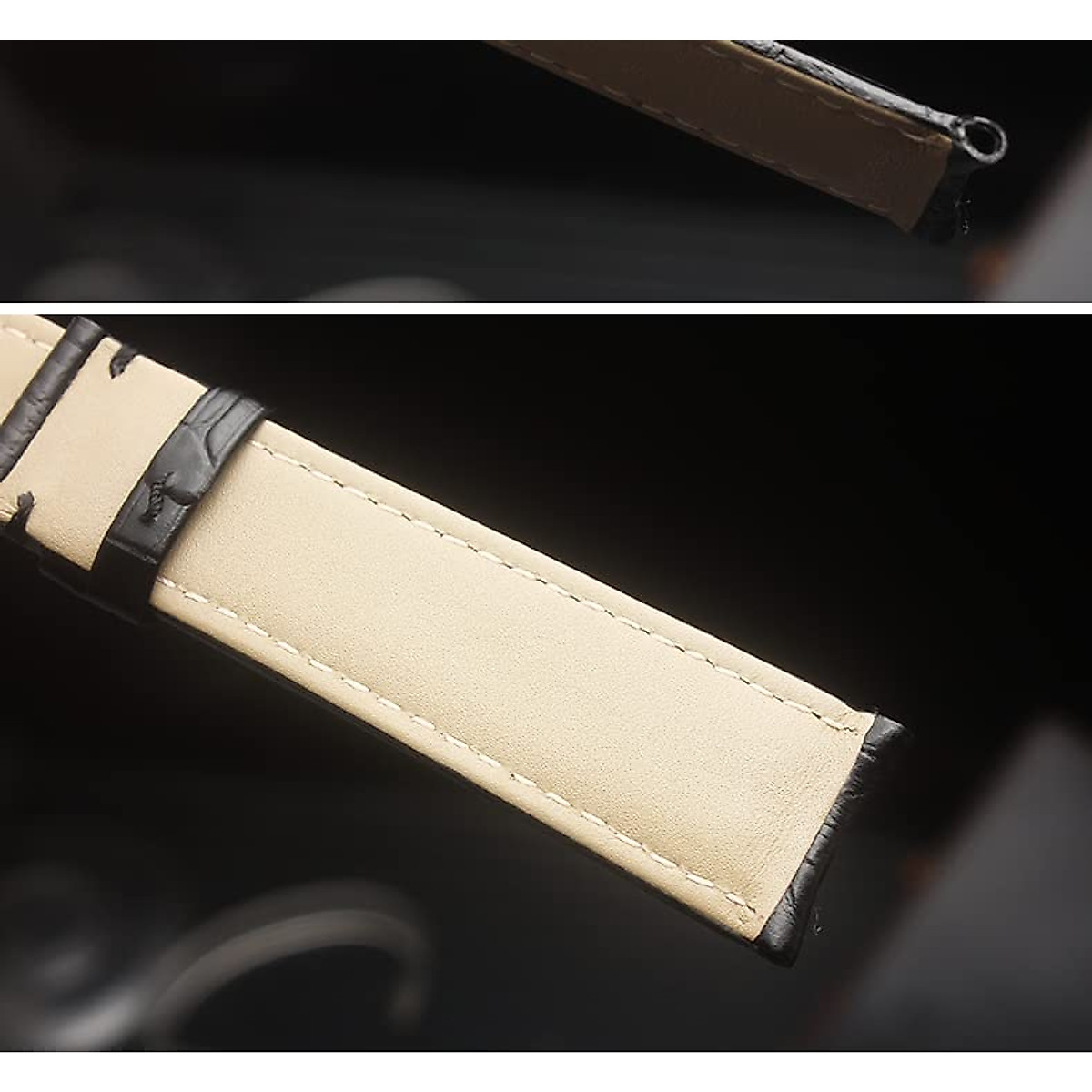 Replacement leather watch strap for IWC Portuguese curved men's watch belt Portuguese meter 7 pilot leather bracelet 22mm (22mm,Blue)