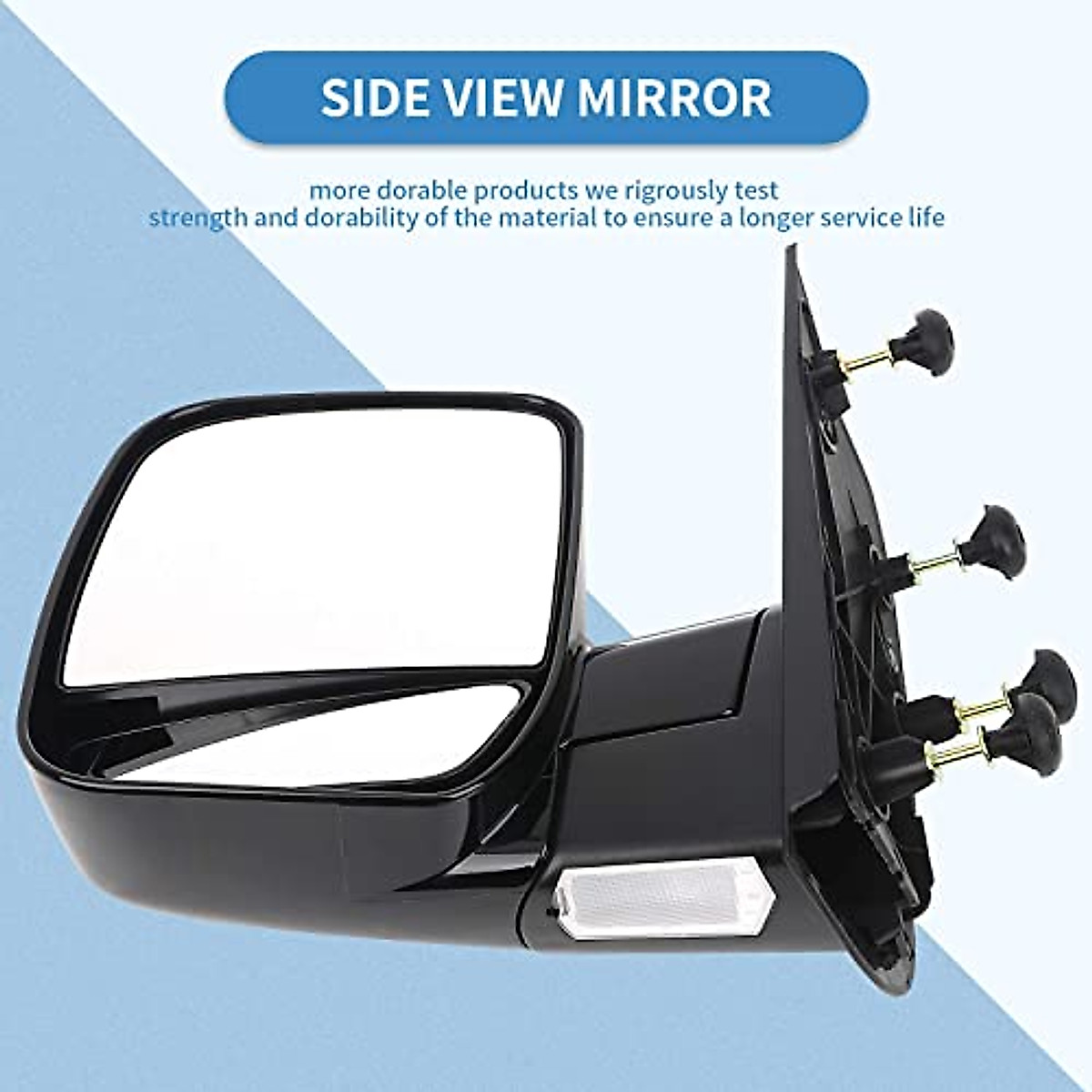 ECCPP Towing Mirror Side Mirror Replacement for 2002-2008 For Ford E150 E250 E350 E450 E550 Econoline Van with Dual Mirror Glass - Textured Black - Left Side