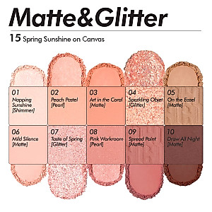 CLIO Pro Eye Shadow Palette, Matte, Shimmer, Glitter, Pearls, Highly Pigments, Long-Wearing (015 SPRING SUNSHUINE ON CANVAS)