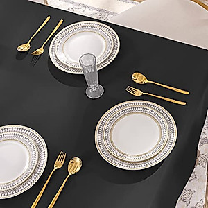 Softalker Rectangle Tablecloth Waterproof & Stain Resistant Table Cloth Wrinkle Free Fabric Washable 210GSM Polyester Table Cover for Dining/Party/Buffet/Wedding (60x84 inch, Black)