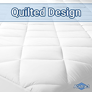 Abstract Mattress Pad - Quilted, Fitted Mattress Cover - Breathable Soft Cotton Cooling Mattress Protector for RV/Travel Trailer - Pillow Topper Bed Protector- 48"x75", White