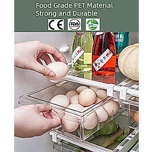 YekouMax Fridge Drawer Organizer, Refrigerator Organizer Bins, Pull Out with Handle, Fridge Shelf Holder Storage Box, Clear Container for Food,Drinks,Fit for Fridge Shelf Under 0.6" (1 Pack Medium)