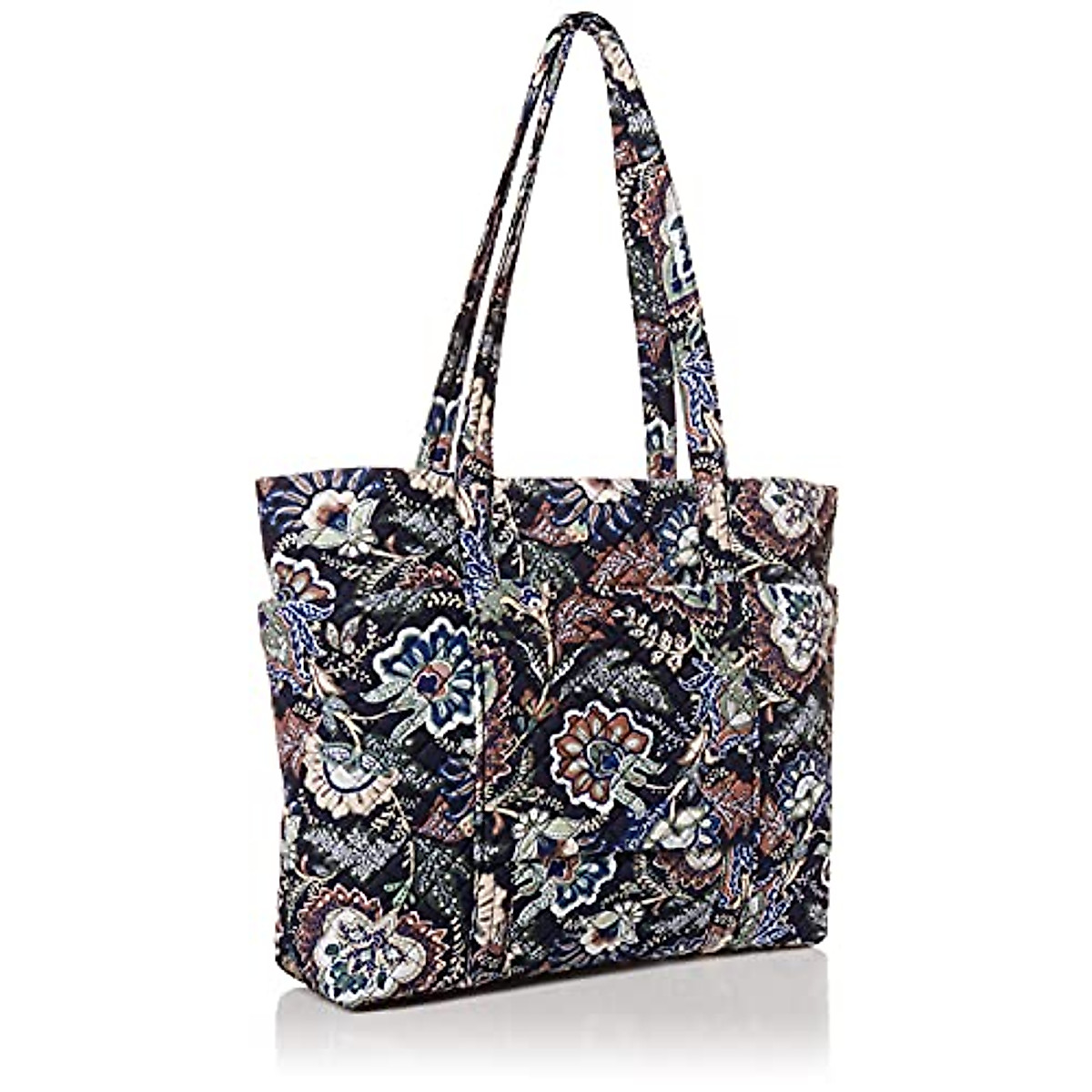 Vera Bradley Women's Cotton Deluxe Vera Tote Bag, Java Navy Camo - Recycled Cotton, One Size