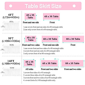 Suppromo White Tulle Table Skirts for Rectangle Tables 14ft Ruffle Tutu Table Cloth Skirt Decoration for Wedding Bridal Baby Shower Birthday Party Cake Dessert Table Decor