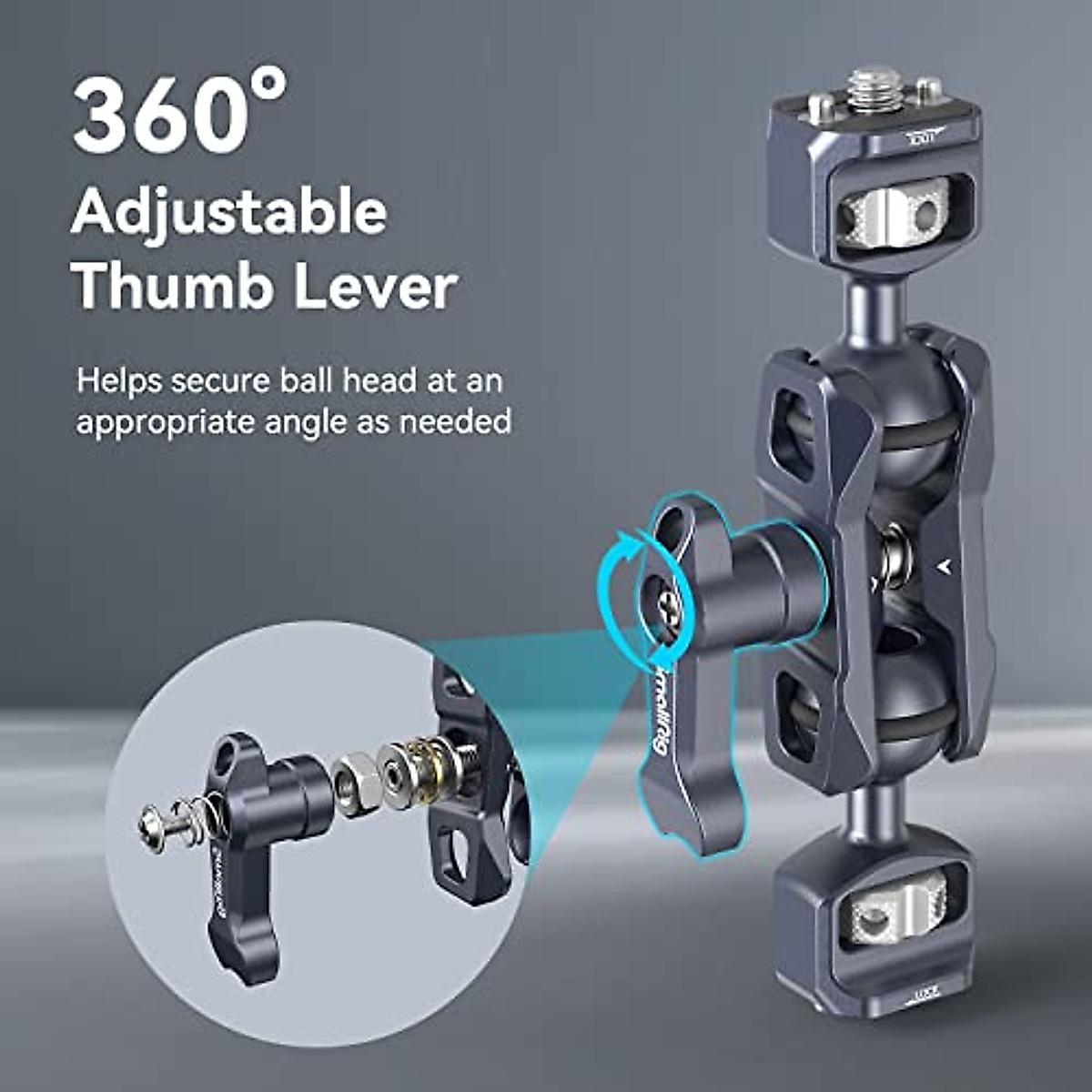 SmallRig Camera Magic Arm, Flexible Articulating Arm with 1/4” Screws, Field Monitor Mount with Dual Ballhead, Aluminum - 3873