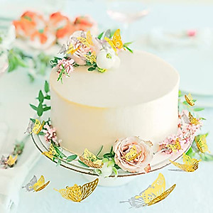 144 Pcs Gold Butterfly Sticker, 3D Removable Butterfly Wall Decor for Girls, Kids, Baby Bedroom, Living Room Decorations, Birthday Party Decorations, 3 Styles 3 Sizes