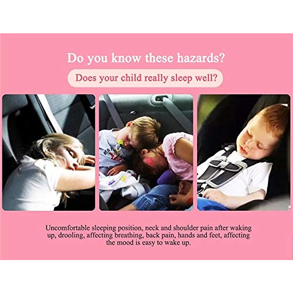 2Pack Boy and Girl Head Support for Car Seats,Ajustable Comfortable Pillow for Baby Child Tolddler Infant Pink and Grey