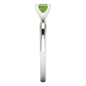 Clara Pucci 0.50 ct Princess Cut Solitaire Genuine Natural Green Peridot Engagement Bridal Promise Anniversary Ring 14k White Gold