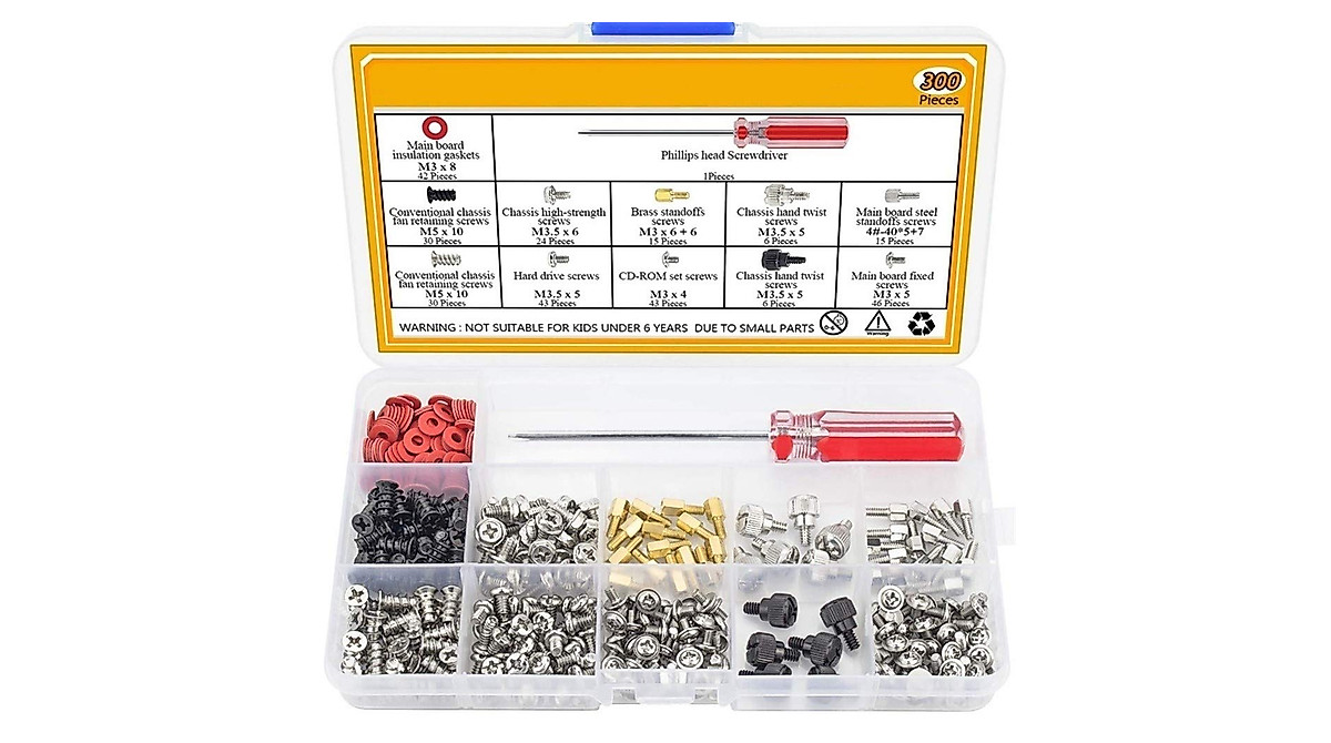 300Pcs PC Screw & Standoff Kit with Screwdriver for Builds