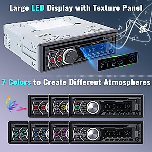 Single Din Car Stereo Bluetooth Car CD DVD Player HandsFree Calling Head Unit FM Radio Receiver USB Charging Power-Off Memory MP3 Car Player Support CD/DVD/VCD/AUX/RCA/TF Input + Remote Control