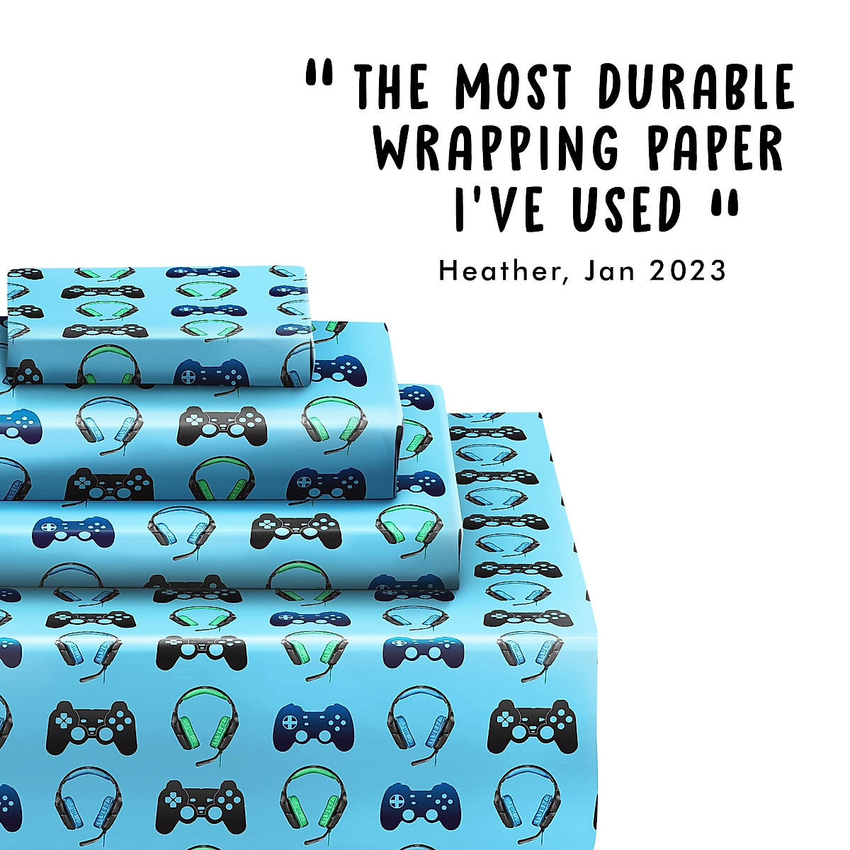 CENTRAL 23 Gamer Wrapping Paper - Boys Wrapping Paper - 6 Sheets of Gift Wrap - For Boy Men Boyfriend - Comes with Fun Stickers