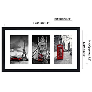 Fixwal 8x14 Collage Picture Frame with Three Openings for Displaying 4x6 Pictures, 4x6 Picture Frame Collage, Gallery Wall Frame, Multi Picture Frames for Wall Decor