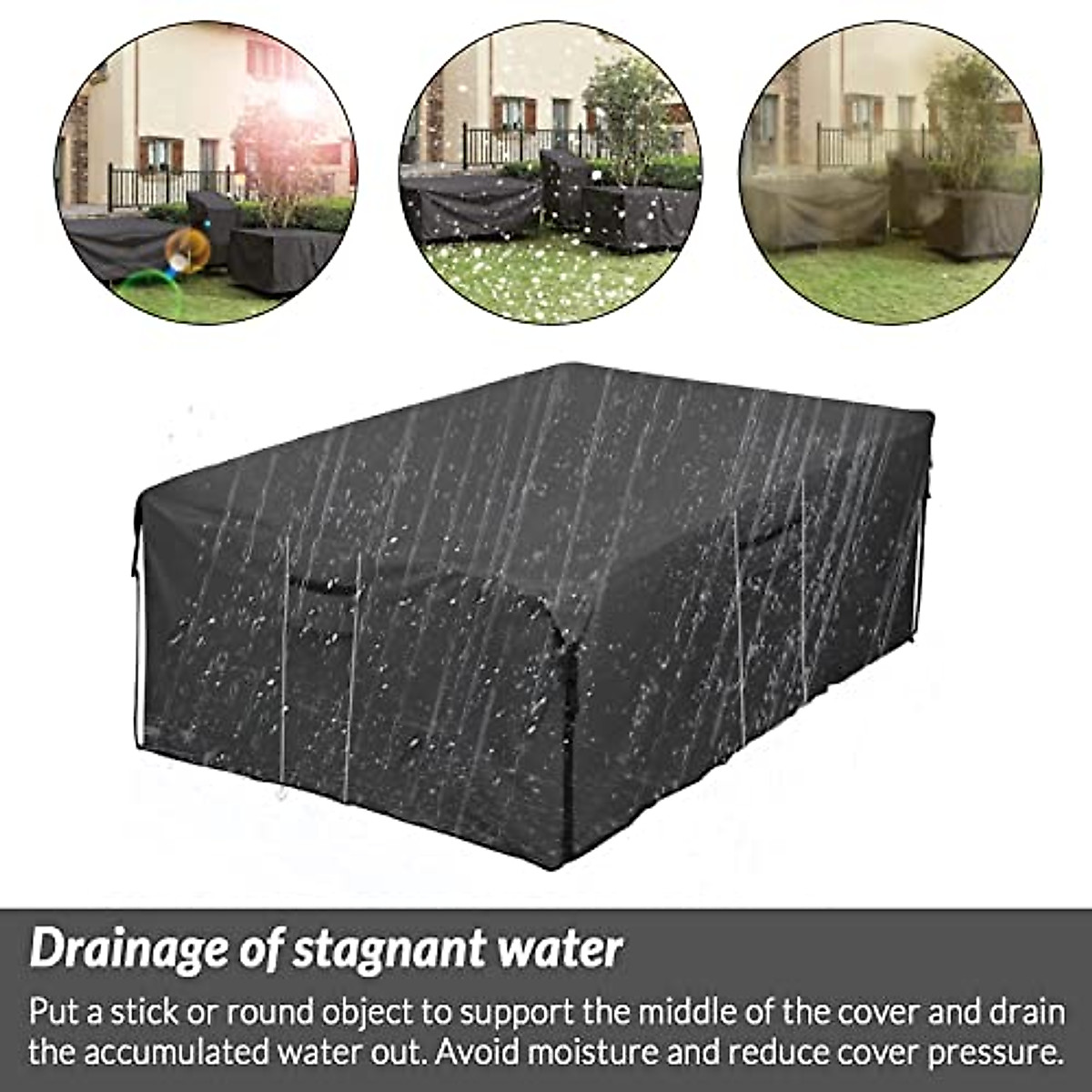 YJHome Outdoor Table Covers Waterproof Rectangle Patio Furniture Covers, Outdoor Table and Chair Set Covers, Heavy Duty Sectional Sofa Set Covers UV Resistant Large (Rectangular 126L x 63W x 28H)