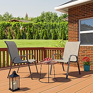 Amopatio Patio Chairs Set of 2, Outdoor Stackable Dining Chairs for All Weather, Breathable Garden Outdoor Furniture for Backyard Deck, Brown