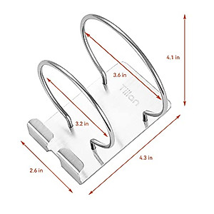 Tiilan Hair Dryer Holder Wall Mount Self Adhesive, SUS 304 Stainless Steel Bathroom Hair Blow Dryer Rack Organizer, Silver