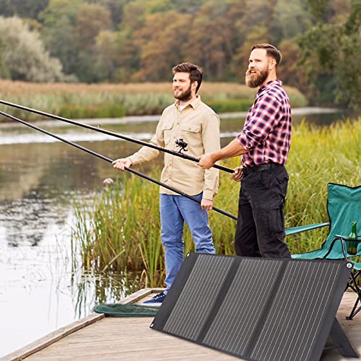 PIWAYPI 100W Portable Solar Panel, Foldable Solar Charger Kit with QC 3.0 USB Ports, 22% High Efficiency, Compatible with Jackery/EF/Anker Power Station for RV, Camping, Blackout