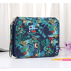 Shulaner 120 Slots Colored Pencil Case with Zipper Closure Large Capacity Oxford Pen Organizer