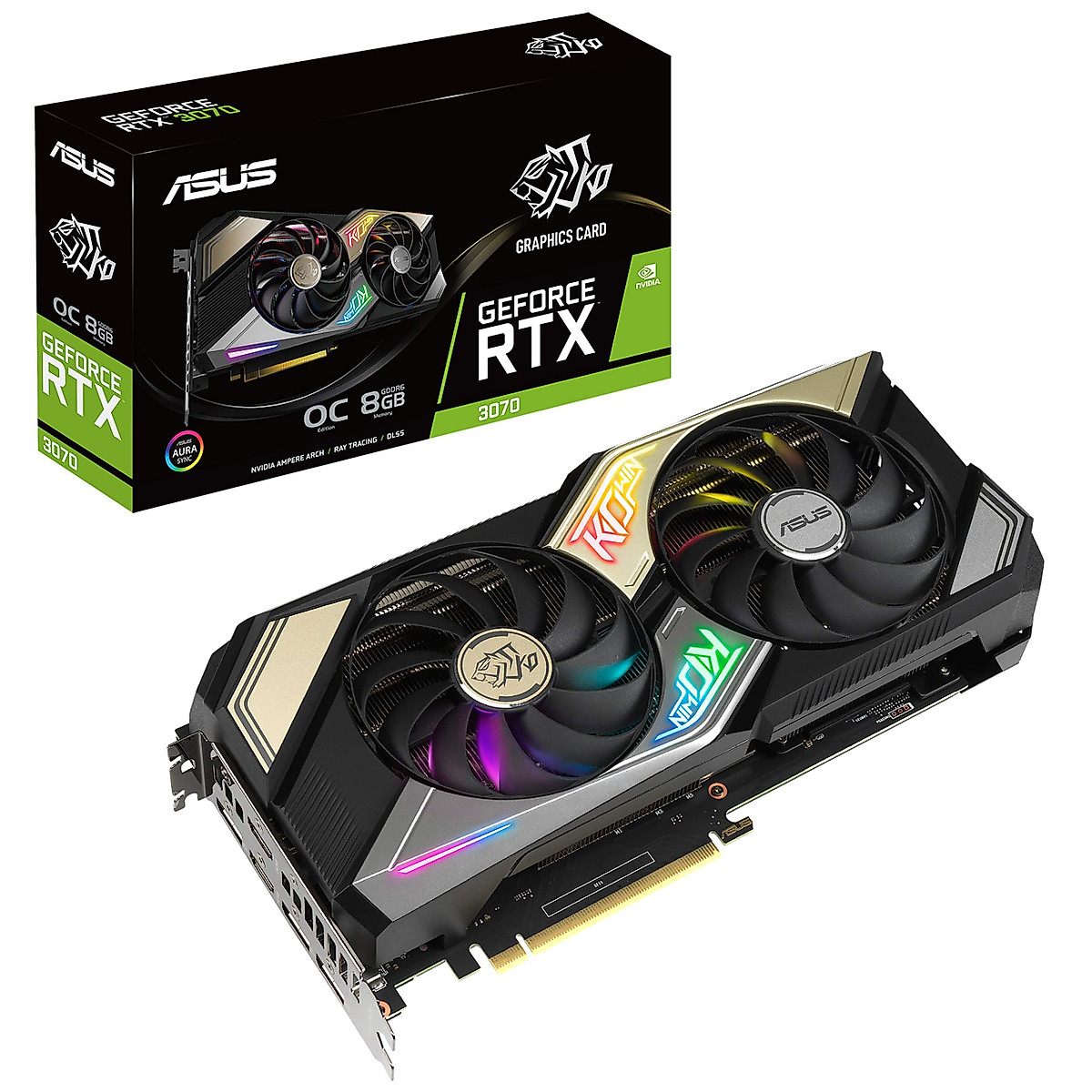 ASUS KO NVIDIA GeForce RTX 3070 OC Edition 8GB GDDR6 Gaming Graphics Card (PCIe 4.0, 8GB GDDR6 Memory, HDMI 2.1, DisplayPort 1.4a, Axial-tech Fan Design, 0dB Technology, Enduring capacitors)