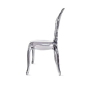 2xhome - Set of Two (2) - Belle Style Ghost Side Chairs Dining Room Chair - Smoke Accent Seat - Lounge No Arm Arms Armless Less Chairs Seats Higher Fine Modern Designer Artistic