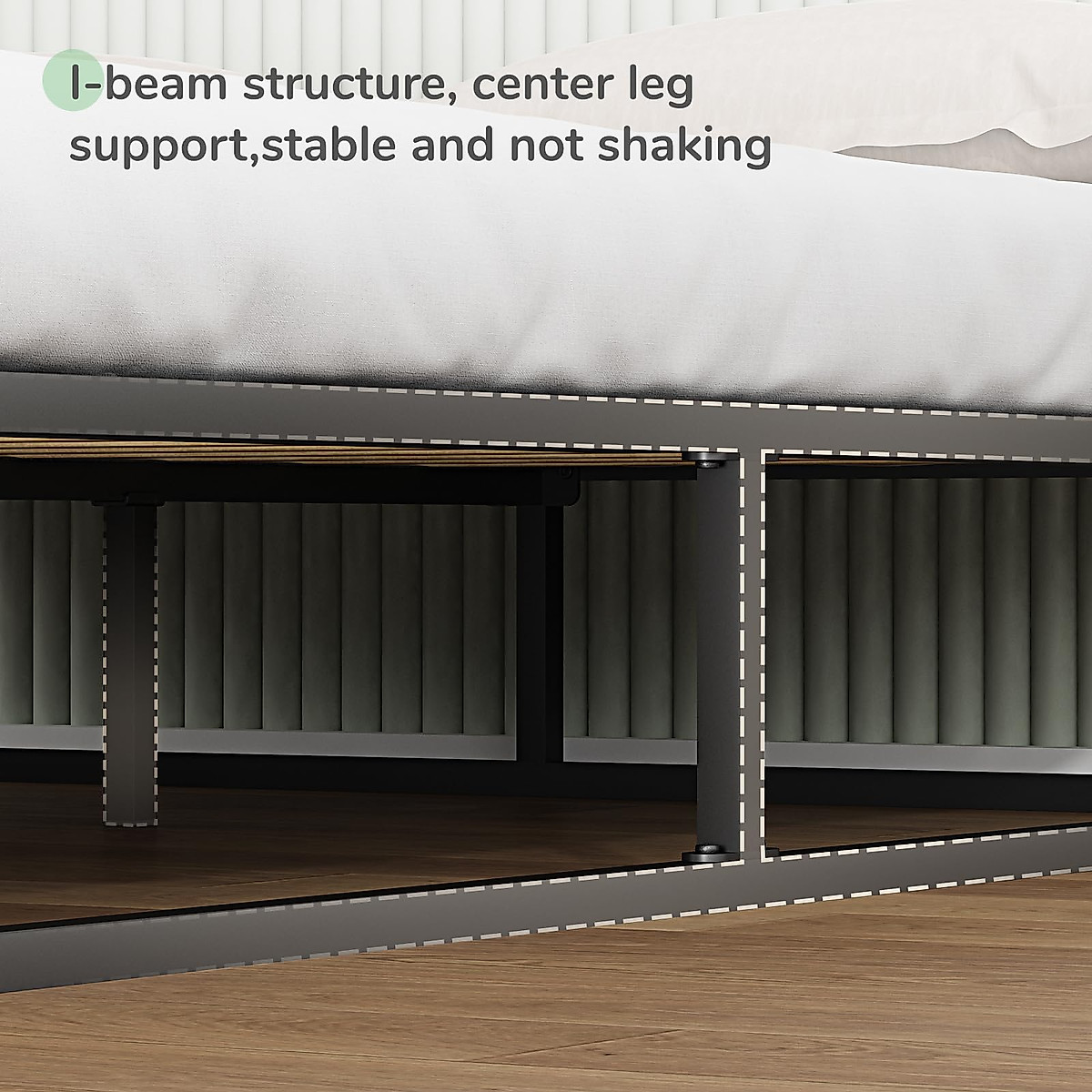 Novilla Queen Bed Frame, Metal Platform Bed Frame, Noise-Free, Sturdy Metal Bed Frame, Heavy Duty Wood SlatsWood Slats Support, No Box Spring Needed, Easy Assembly, Coal Black