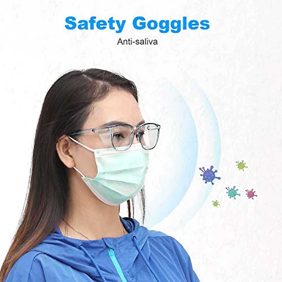 LASMEX Stylish Safety Glasses Goggles for Women Girls Anti-fog Glasses Protective Eyewear Clear Glasses
