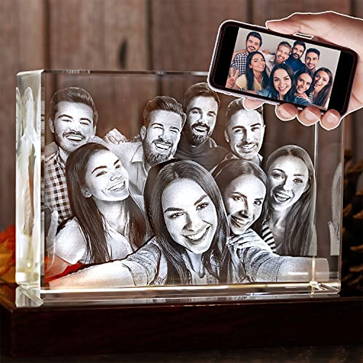 3D Laser Gifts Personalized Gift for Mom, Unique Home Decor, Custom Laser Etched Glass | Birthday, Anniversary, Wedding, Mother’s Day, Father’s Day, Christmas, Holiday | 3D Photo Crystal Rectangle