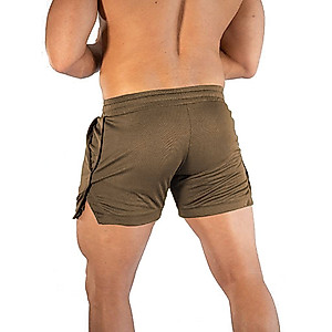 EVERWORTH Men's Athletic Shorts Gym Workout Short Shorts Casual Shorts Running Bodybuilding 5 Inch Inseam Shorts Brown US XS