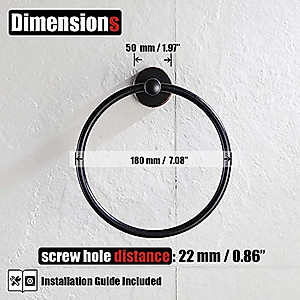 JQK Towel Ring Oil Rubbed Bronze, Stainless Steel Hand Towel Holder for Bathroom, ORB Wall Mount, TR130-ORB