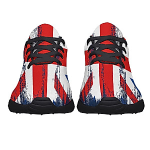 Vintage Union Jack Flag Shoes Mens Womens Running Shoes British UK Flag Athletic Casual Tennis Sneakers Black Size 5