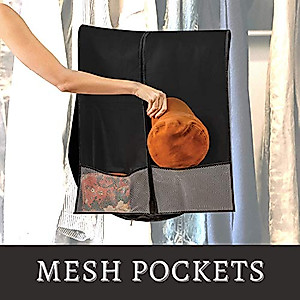 42 Inch Black Garment Bag Breathable for Suit Dress with Large Clear Window and Mesh Pockets